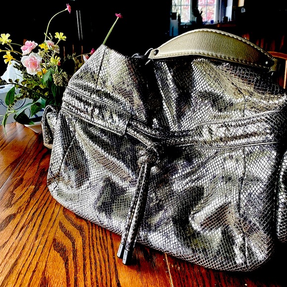 Coach | Bags | Rare Coach Kristin Python Embossed Metallichobo Shoulder ...